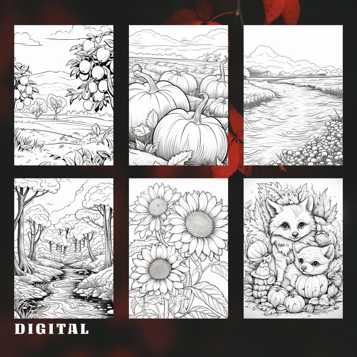 28 Autumn Coloring Page, Autumn Coloring, Autumn Coloring Book, Adults ...