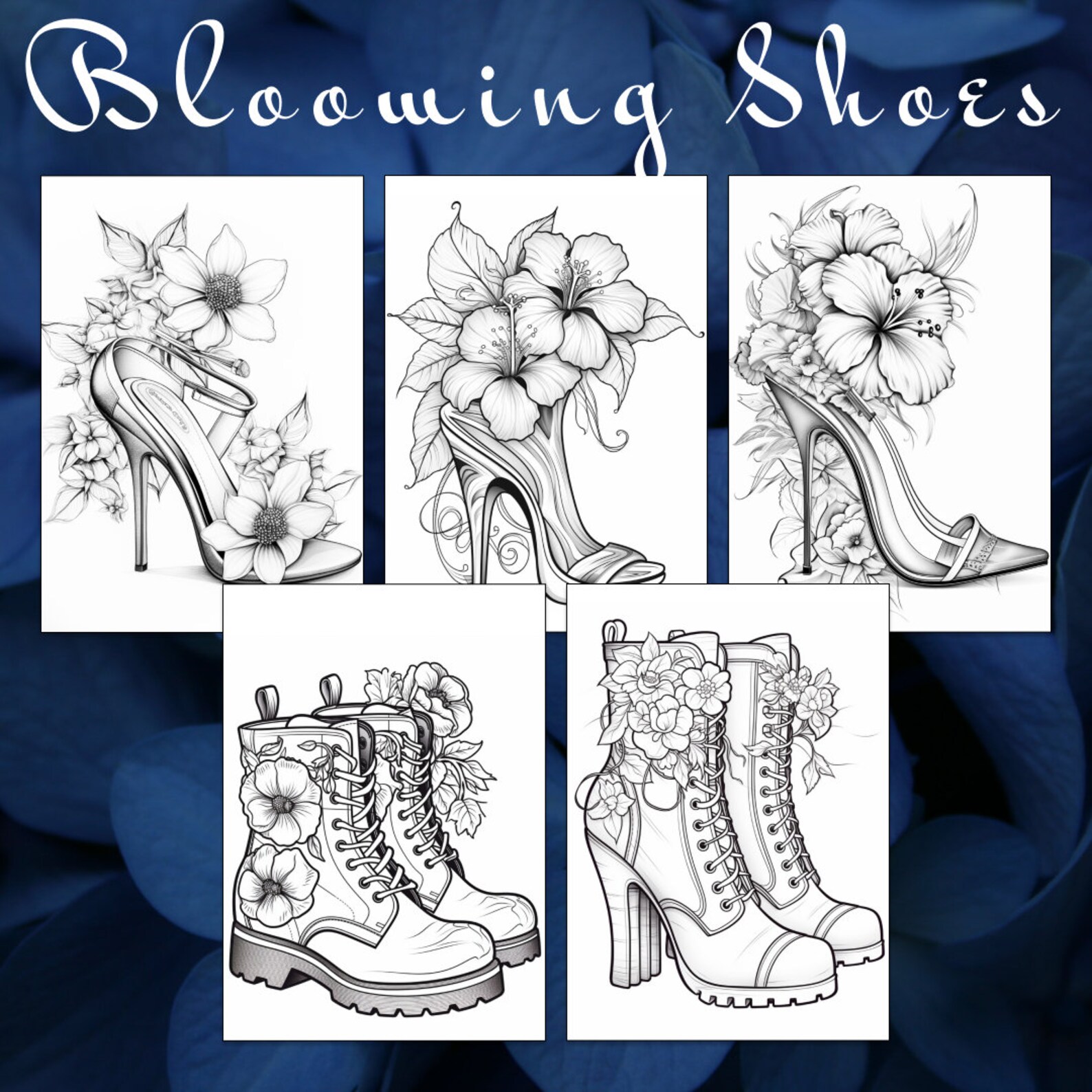 29 Blooming Shoes Coloring Page, Shoes Coloring Book, Heels Coloring ...