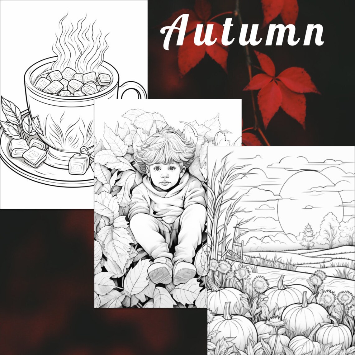 28 Autumn Coloring Page, Autumn Coloring, Autumn Coloring Book, Adults ...