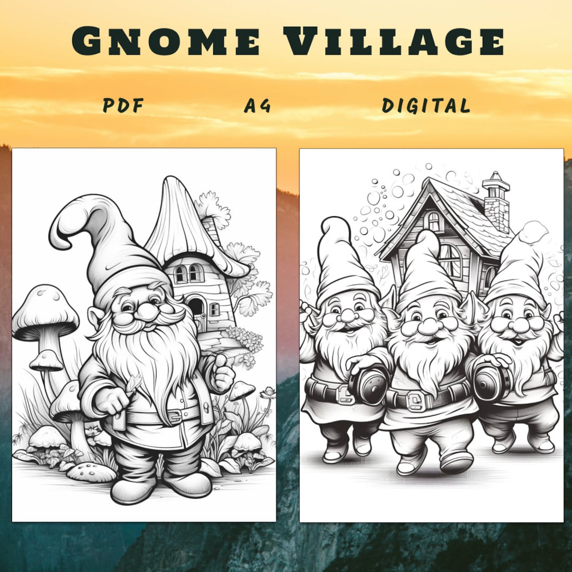 30 Gnome Coloring Book, Gnome Coloring Pages, Fantasy, Coloring Gnome ...