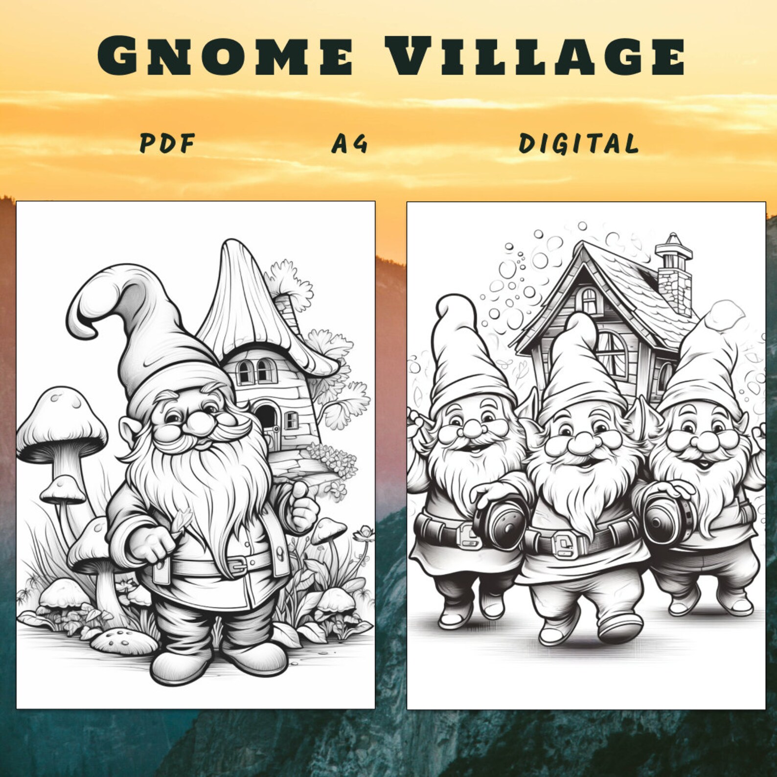 30 Gnome Coloring Book, Gnome Coloring Pages, Fantasy, Coloring Gnome ...