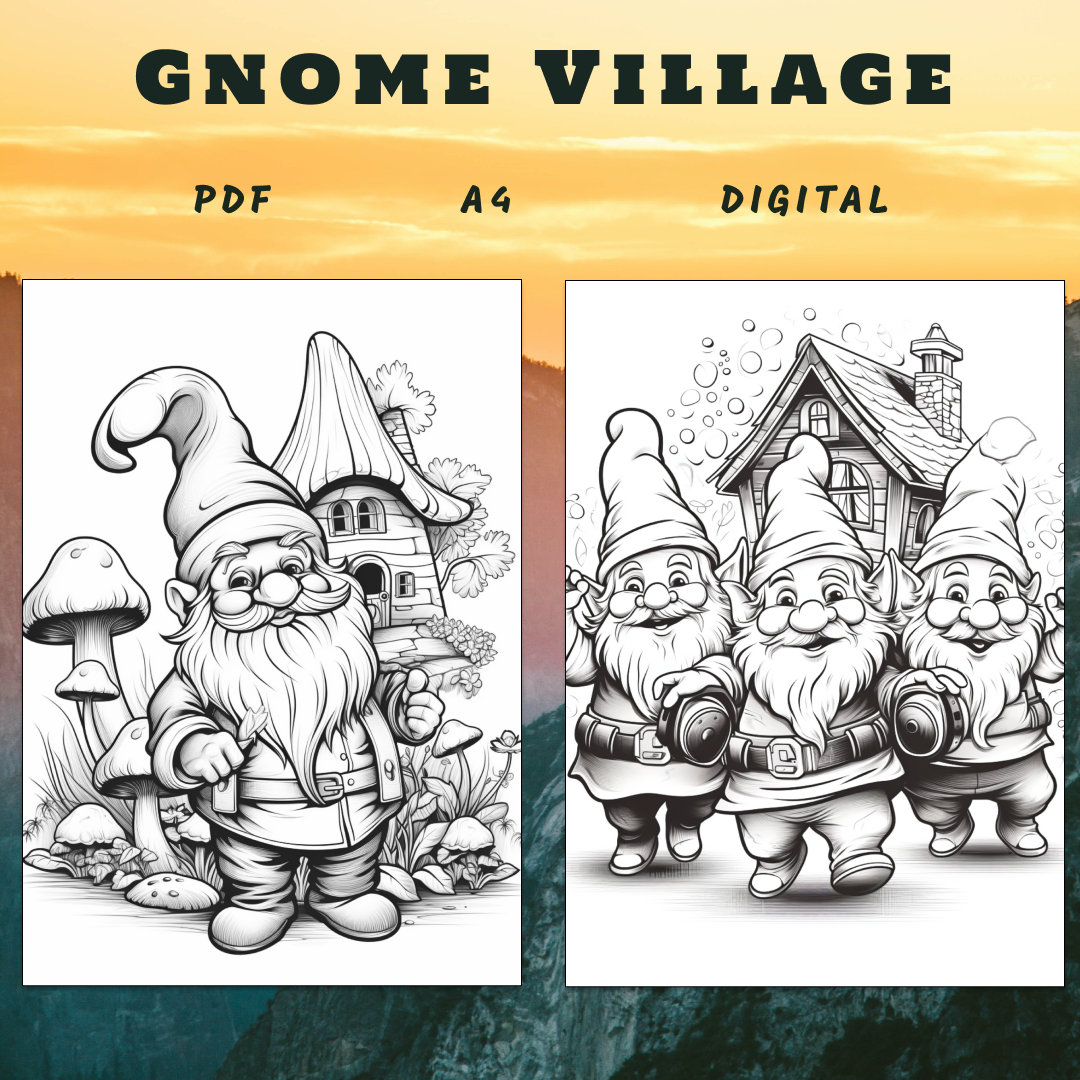 30 Gnome Coloring Book, Gnome Coloring Pages, Fantasy, Coloring Gnome ...