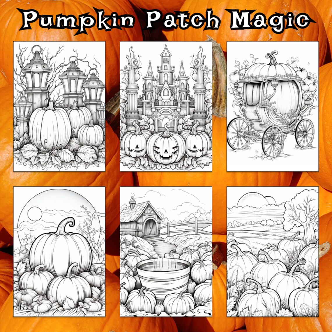 32 Autumn Pumpkins Magic Coloring Page, Autumn Coloring, Halloween ...