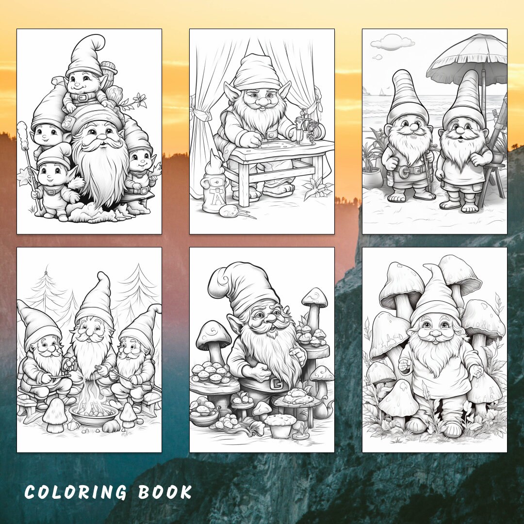 30 Gnome Coloring Book, Gnome Coloring Pages, Fantasy, Coloring Gnome ...