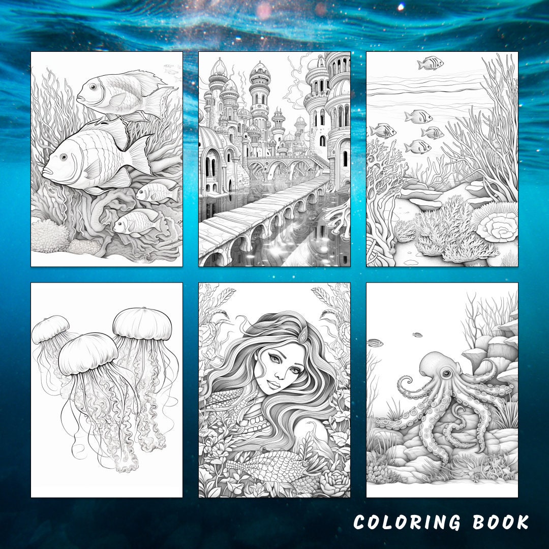 28 Ocean Life Coloring Page, Ocean Coloring, Sea Coloring Book, Adults ...