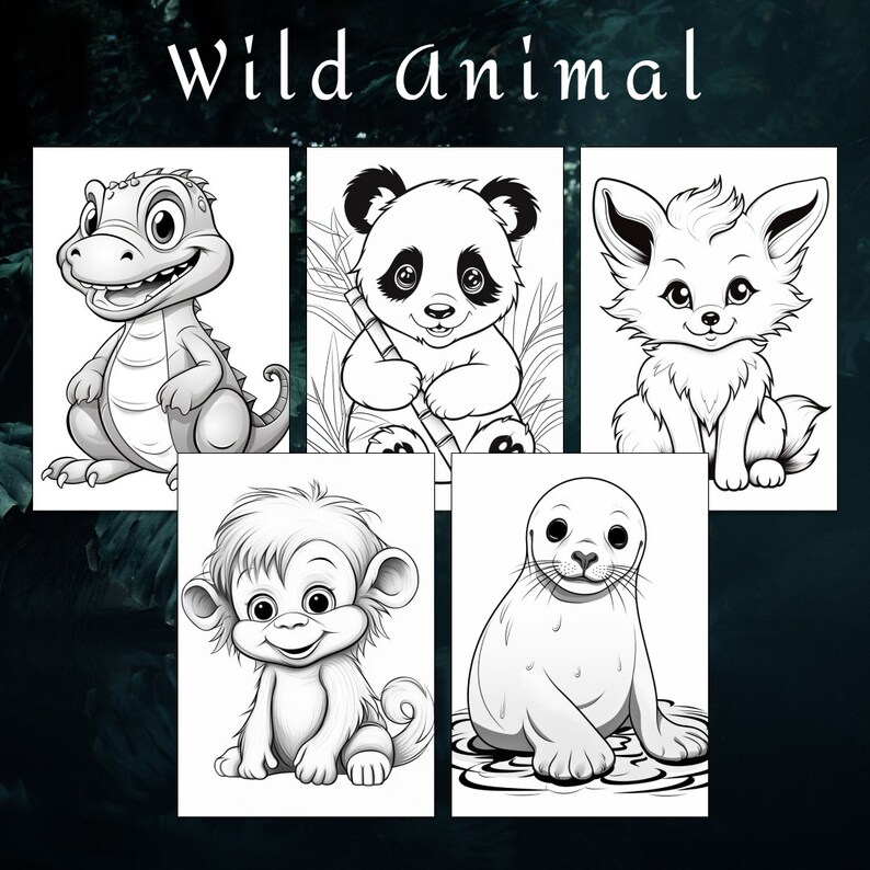 26 Wild Animal Coloring Page, Cute Animal Coloring Book, Animal ...