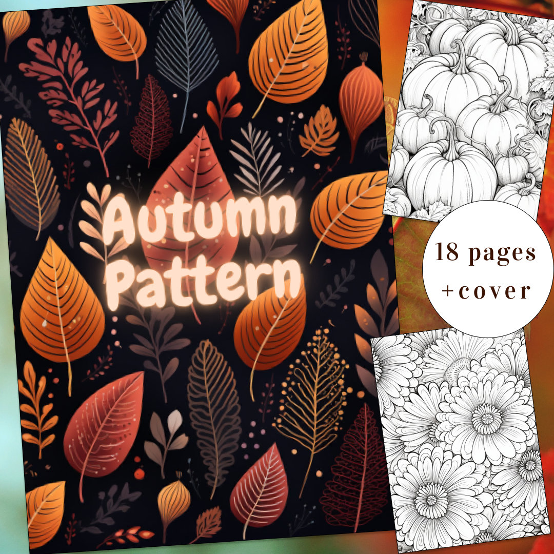 18 Autumn Pattern Coloring Page, Autumn Coloring Book, Pattern Coloring ...