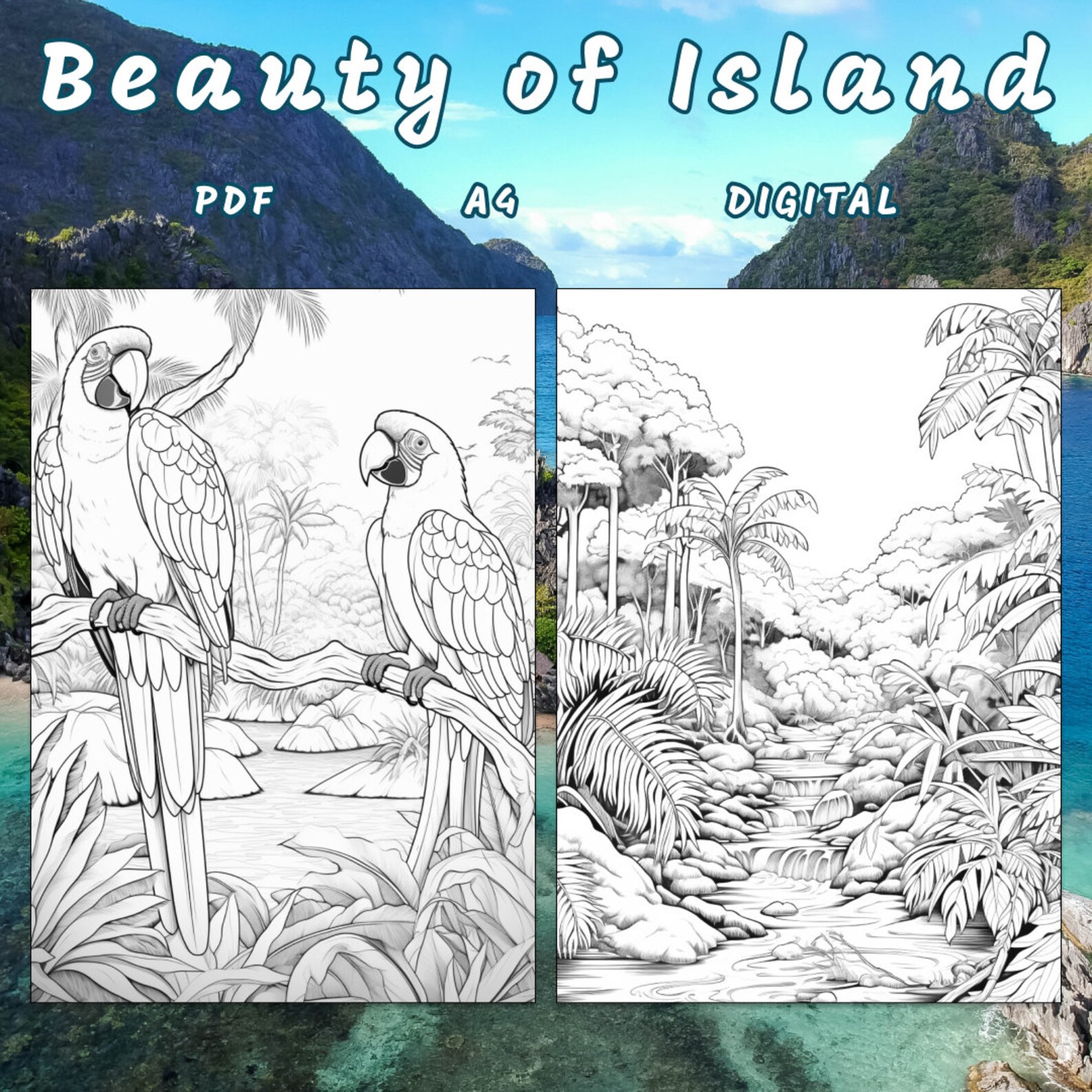 30 Beauty of Island Coloring Page, Island Coloring, Nature Coloring ...