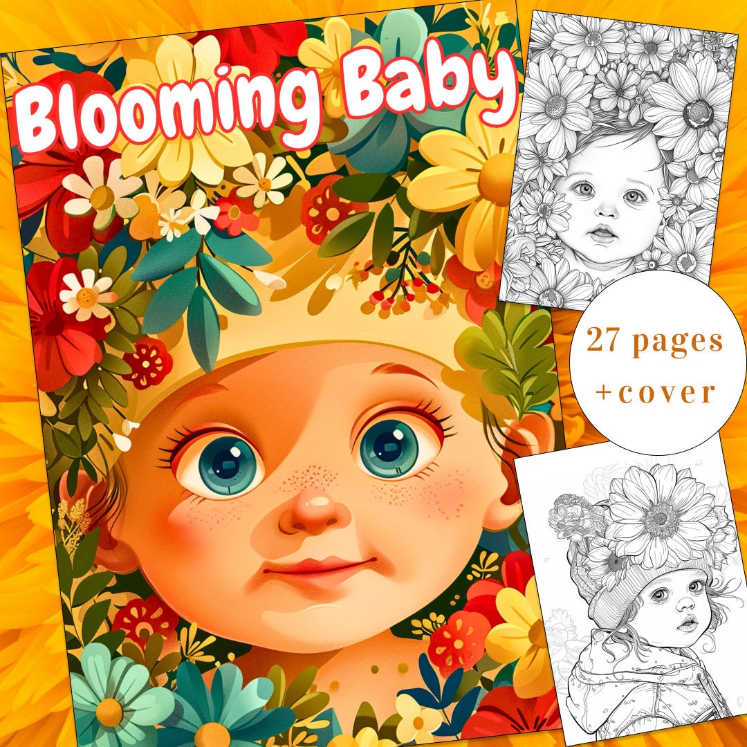 27 Blooming Baby Coloring Page, Floral Baby Coloring Book, Flowers ...