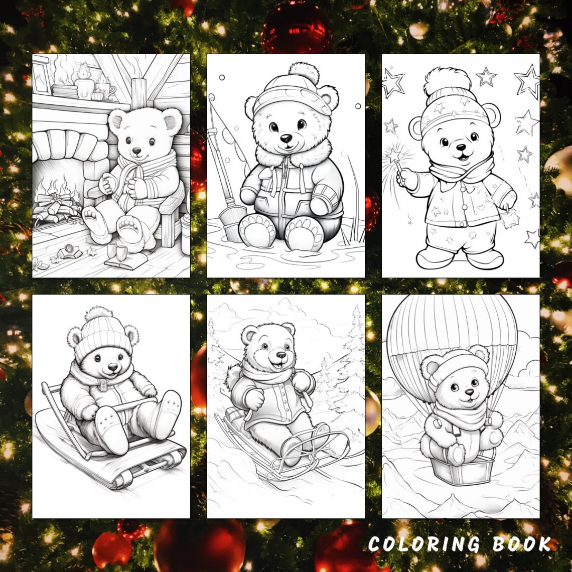 24 Winter Bear Coloring Page, Cute Bear Coloring Book, Bear Coloring ...