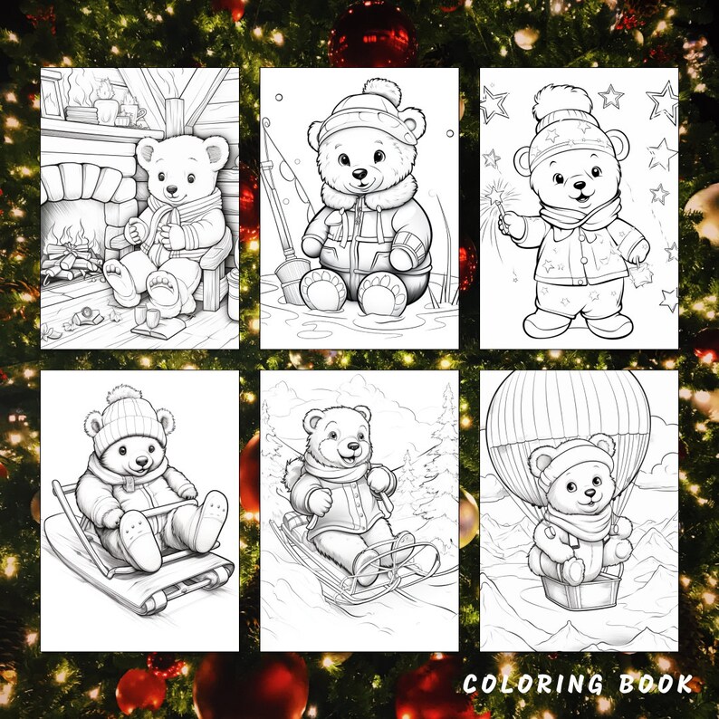 24 Winter Bear Coloring Page, Cute Bear Coloring Book, Bear Coloring ...