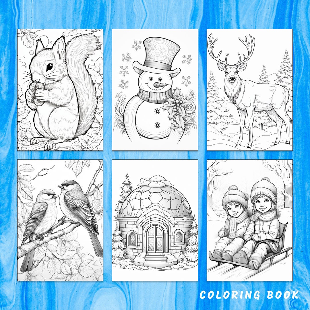 25 Cute Winter Coloring Page, Winter Coloring Book, Seasonal Coloring ...