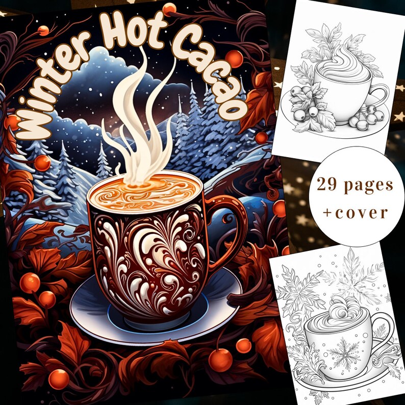 29 Winter Hot Cacao Coloring Page, Fantasy Coloring, Winter Coloring ...