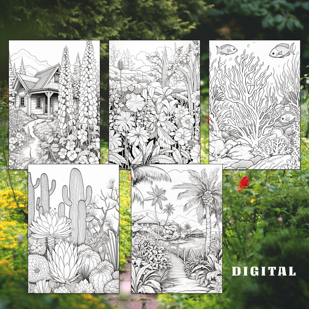 23 Blooming Garden Coloring Page Floral Garden Coloring Book - Etsy