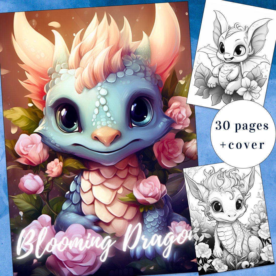 30 Blooming Dragon Coloring Page, Cute Dragon Coloring, Flower Coloring ...
