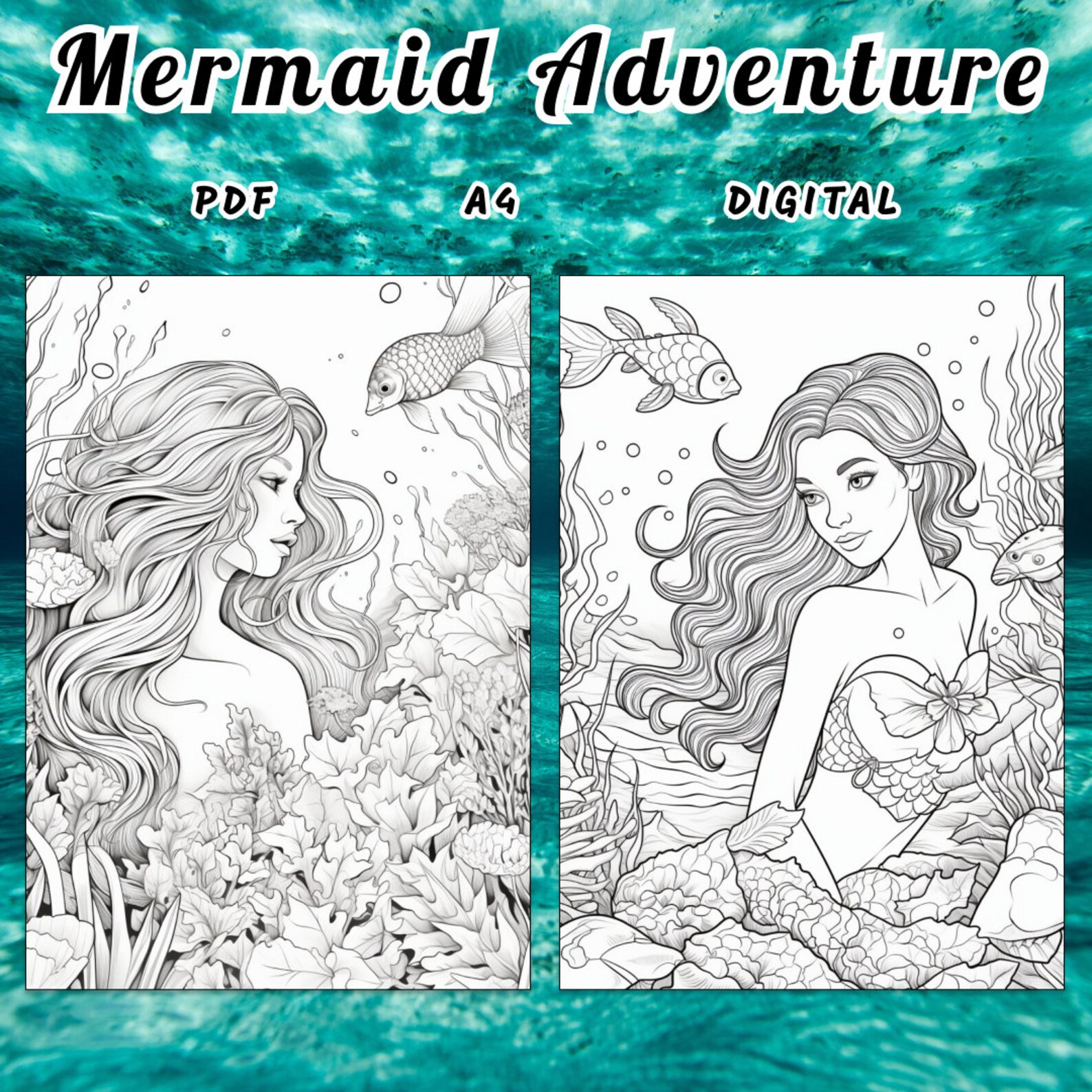 30 Mermaid Coloring Page, Mermaid Coloring Book, Coloring Book, Adults ...