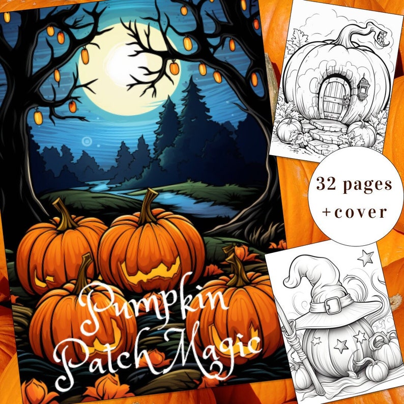 32 Autumn Pumpkins Magic Coloring Page, Autumn Coloring, Halloween ...