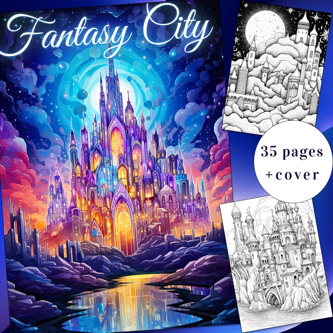 35 Fantasy City Coloring Page, City Coloring, Fantasy Coloring Book ...