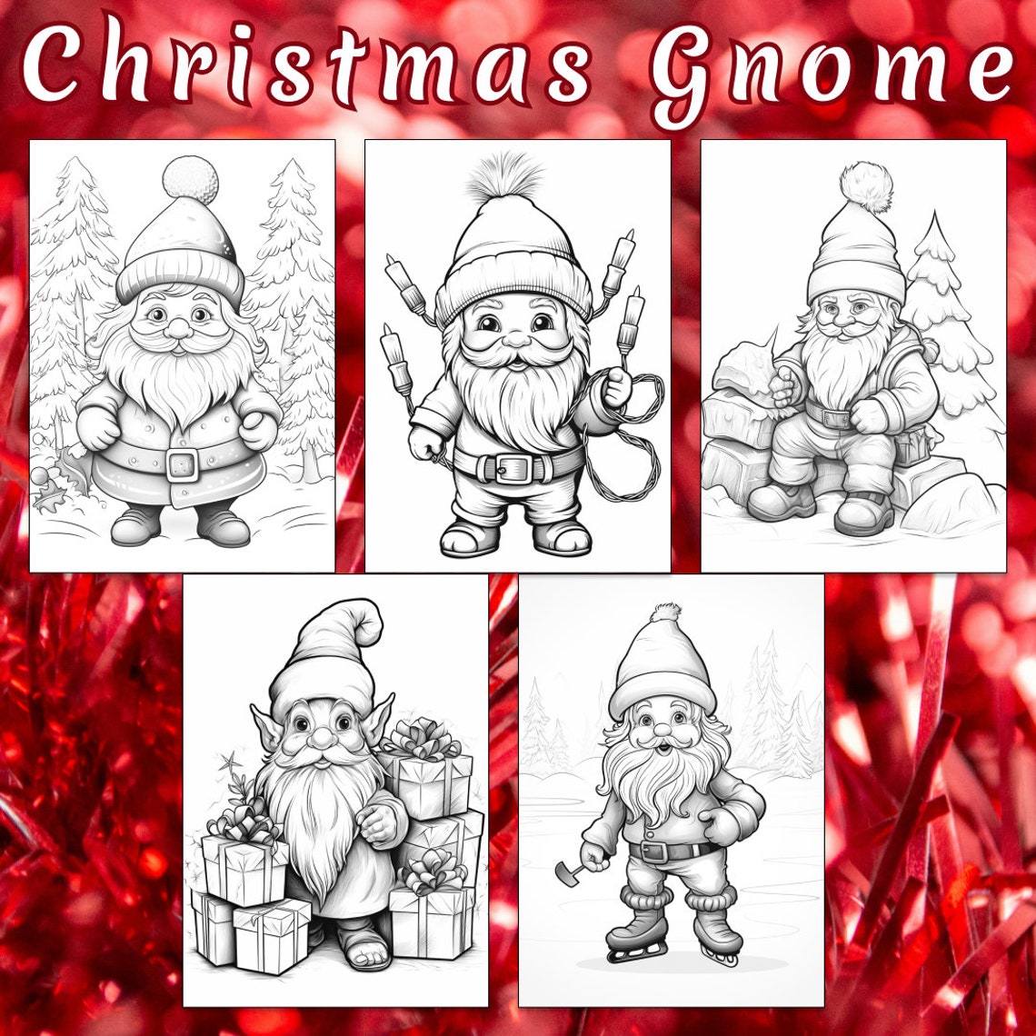 24 Christmas Gnome Coloring Page, Cute Gnome Coloring, Gnomes Coloring ...