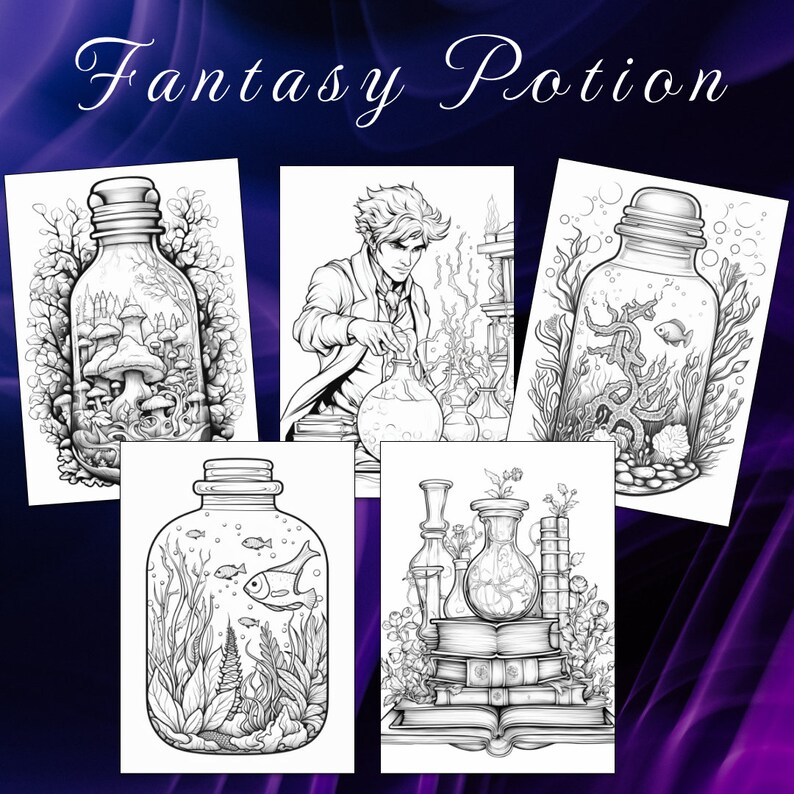 32 Fantasy Potion Coloring Page, Fantasy Coloring, Poison Coloring Book ...