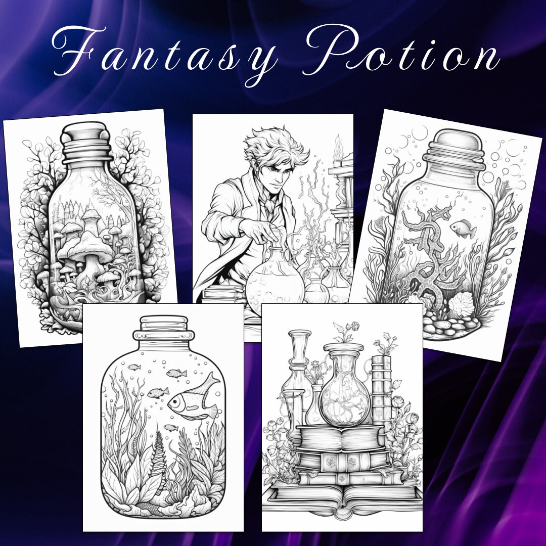 32 Fantasy Potion Coloring Page, Fantasy Coloring, Poison Coloring Book ...
