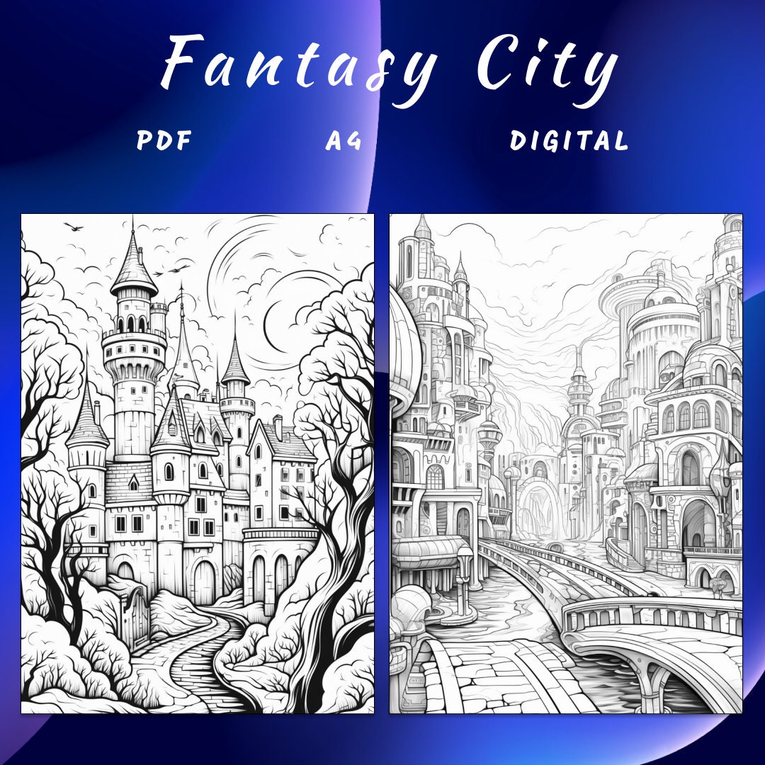 35 Fantasy City Coloring Page, City Coloring, Fantasy Coloring Book ...