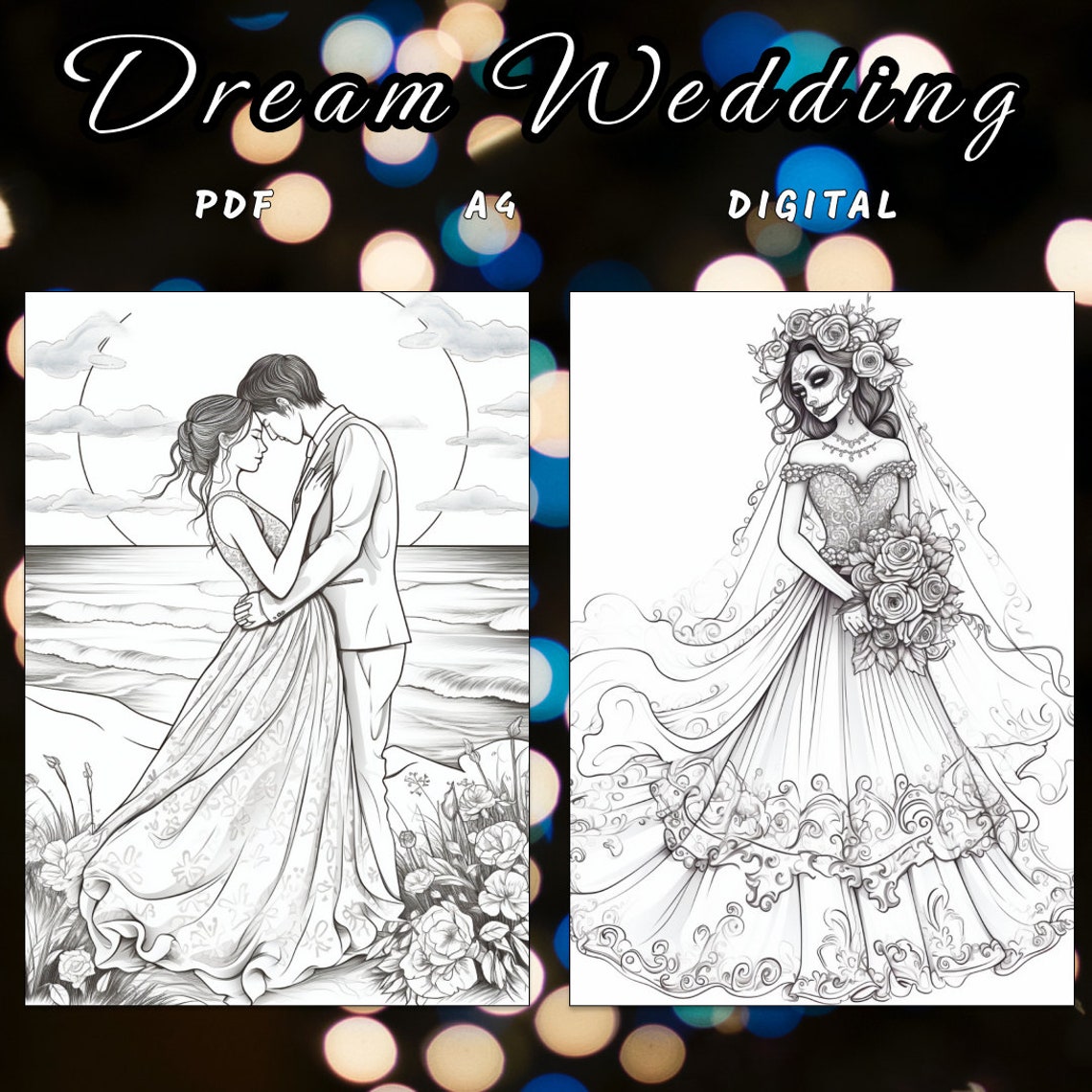 30 Wedding Lady Coloring Page Book Bride Coloring Wedding - Etsy