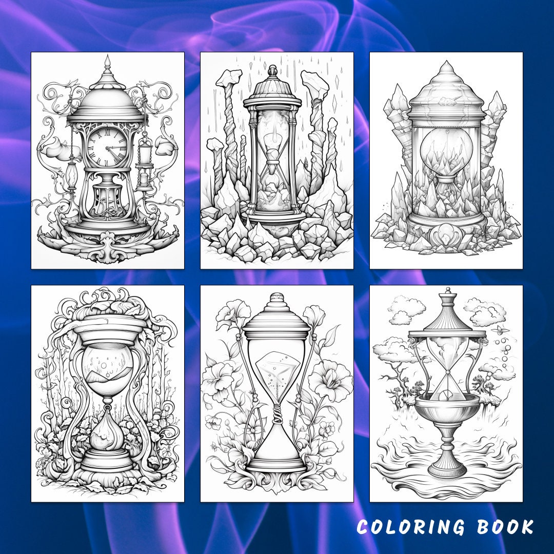 27 Fantasy Hourglass Coloring Page Fantasy Coloring - Etsy