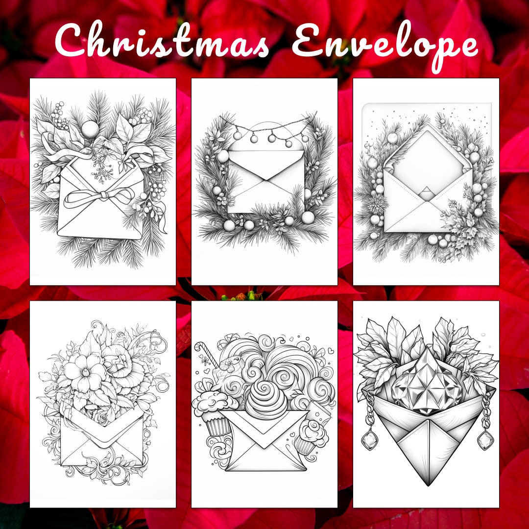 25 Christmas Envelope Coloring Page Winter Envelope Coloring - Etsy