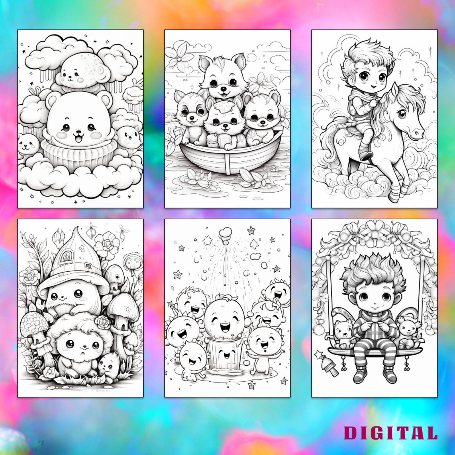Kawaii Daydreams Coloring Book, Cute Characters (printable PDF) - Etsy