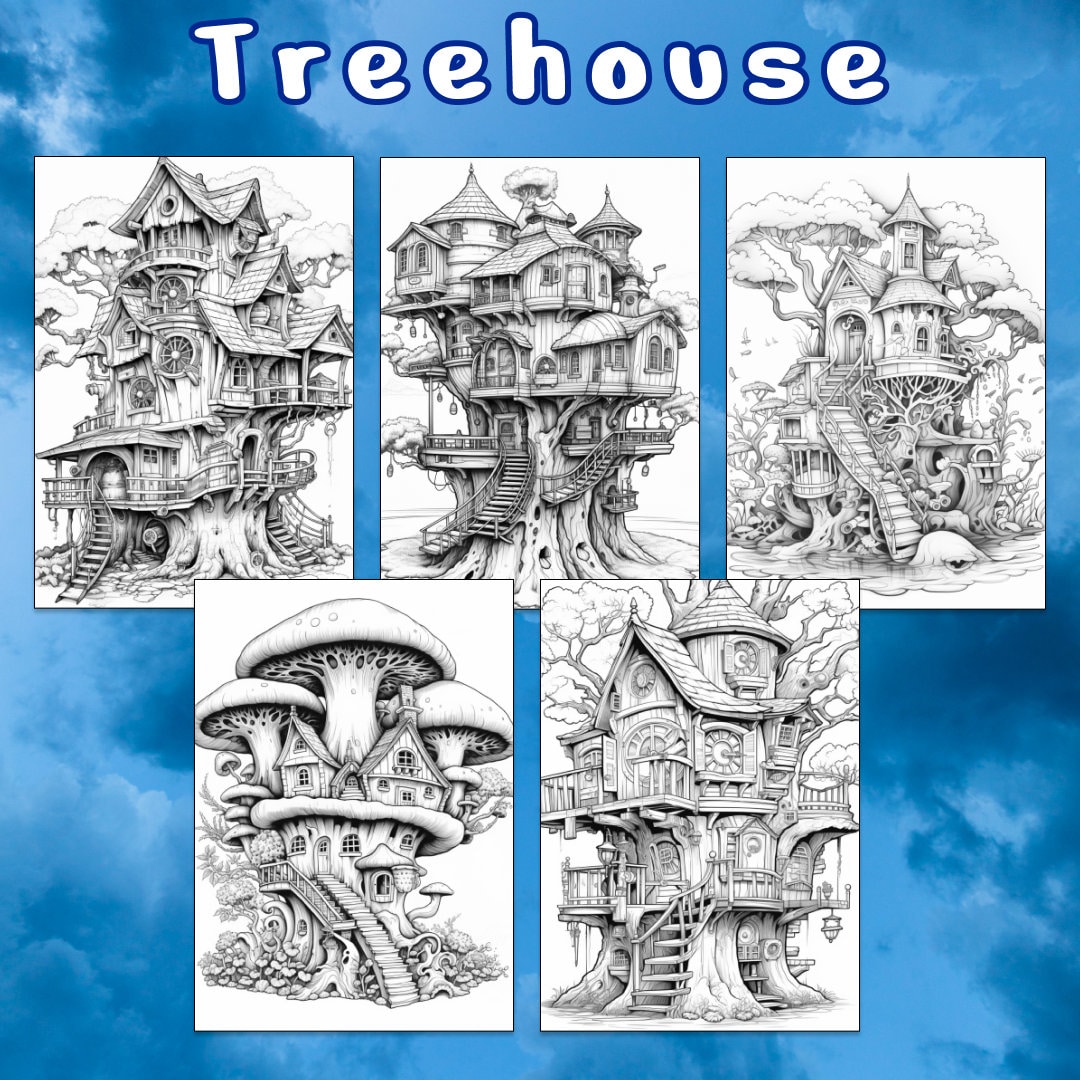 30 Treehouse Coloring Page, Tree Coloring, Magic House Coloring Book ...
