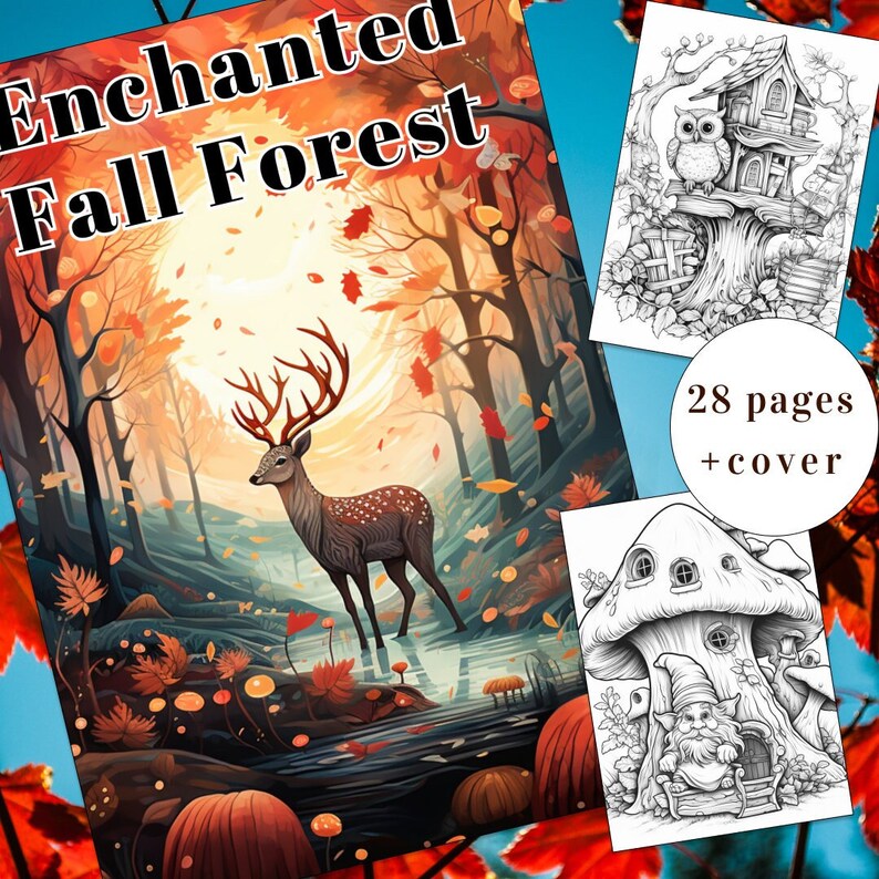 28 Autumn Forest Coloring Page, Autumn Coloring Book, Coloring Book ...