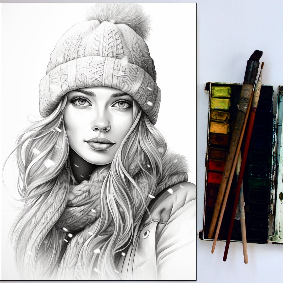 23 Pretty Lady Coloring Page, Lady Coloring Book, Adults Kids Instant ...