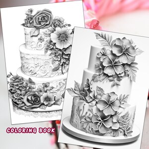 25 Blooming Cake Coloring Page, Food Coloring, Dessert Coloring Book ...