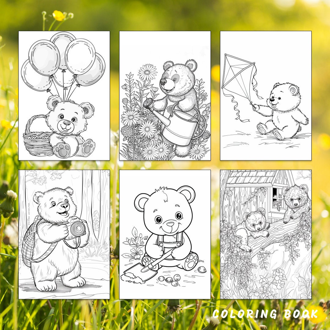 25 Spring Bear Coloring Page, Cute Bear Coloring Book, Coloring Book ...