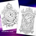 25 Clock Beauty Coloring Page Clock Coloring Flowers - Etsy