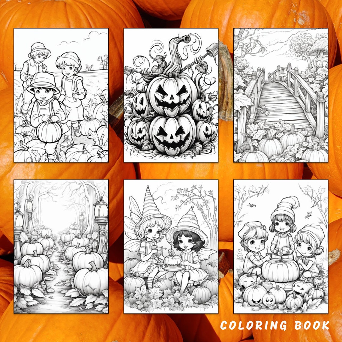32 Autumn Pumpkins Magic Coloring Page, Autumn Coloring, Halloween ...