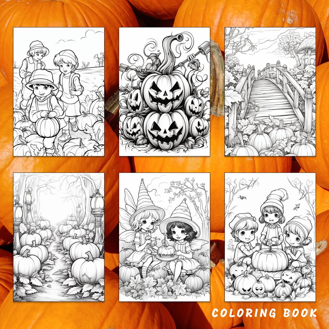32 Autumn Pumpkins Magic Coloring Page, Autumn Coloring, Halloween ...
