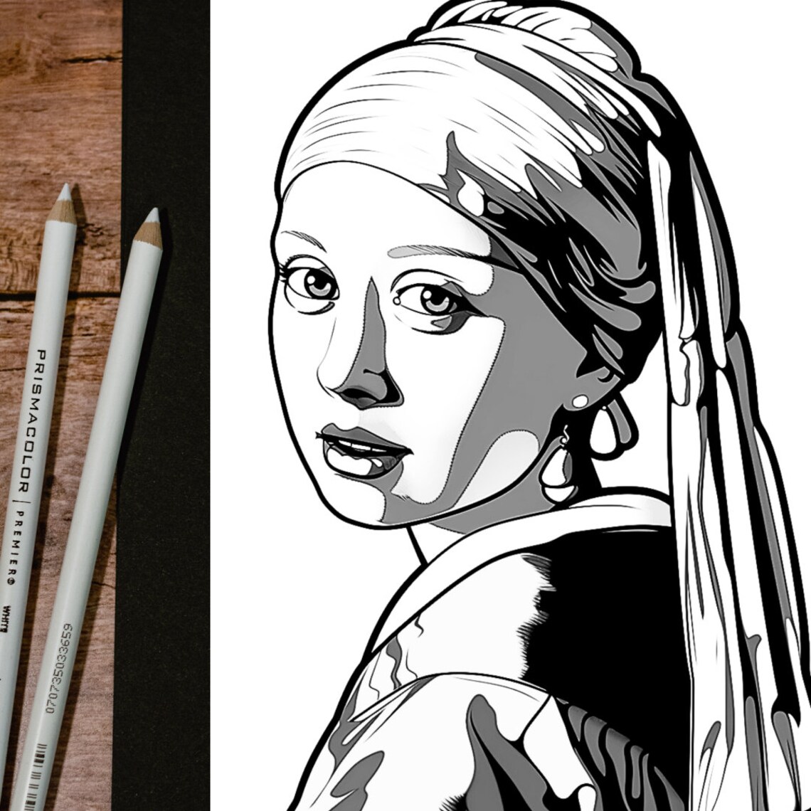 Art Coloring Page, Art Masterpieces Coloring Book, Digital Coloring ...