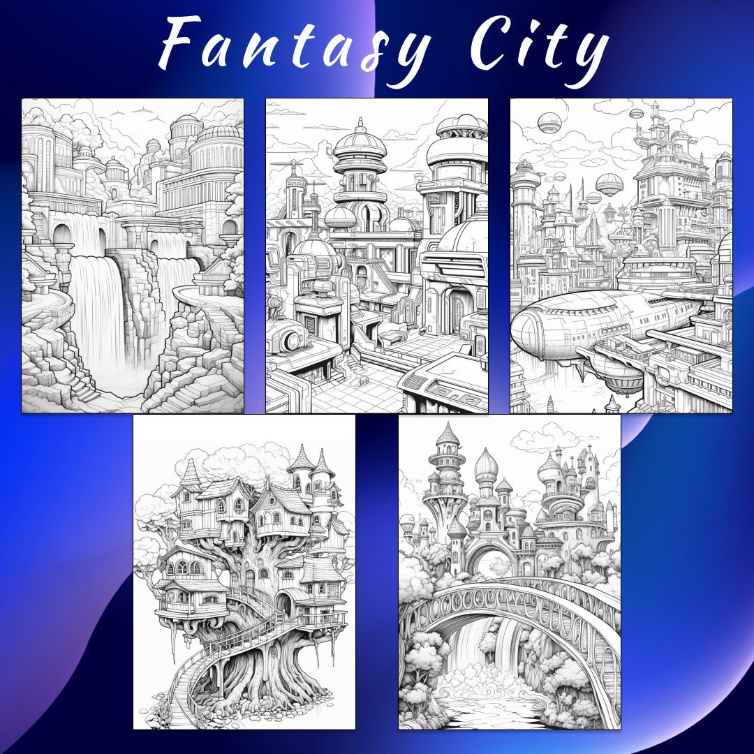 35 Fantasy City Coloring Page, City Coloring, Fantasy Coloring Book ...