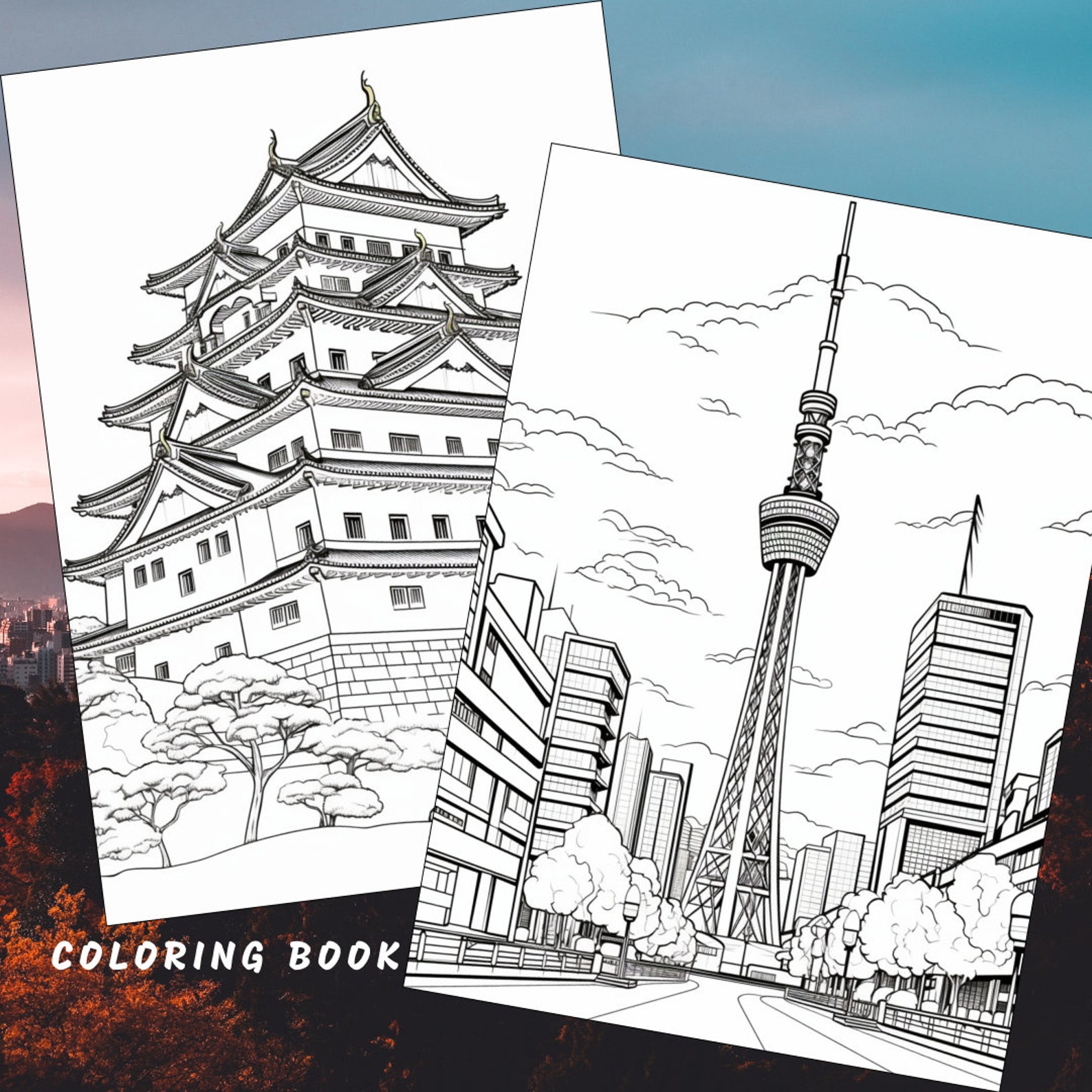 26 Japan Coloring Page, Japan Architecture Coloring, Japanese Scenes ...