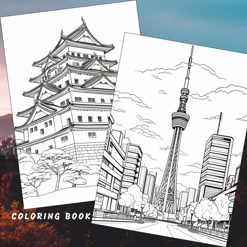 26 Japan Coloring Page, Japan Architecture Coloring, Japanese Scenes ...