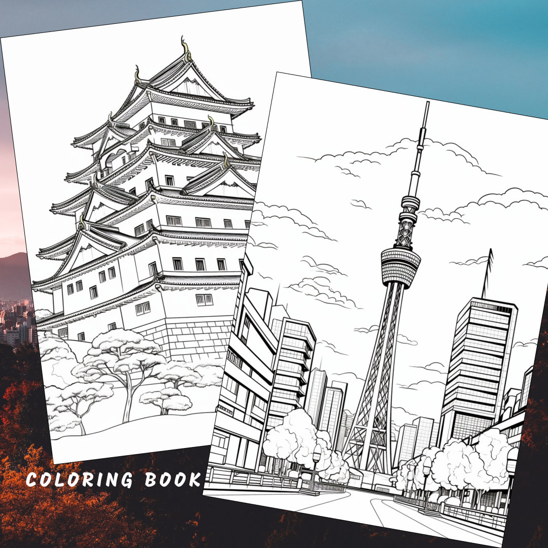 26 Japan Coloring Page, Japan Architecture Coloring, Japanese Scenes ...