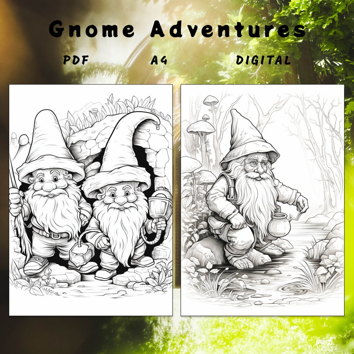 26 Gnome Coloring Book, Gnome Coloring Pages, Fantasy, Gnome Adventures ...