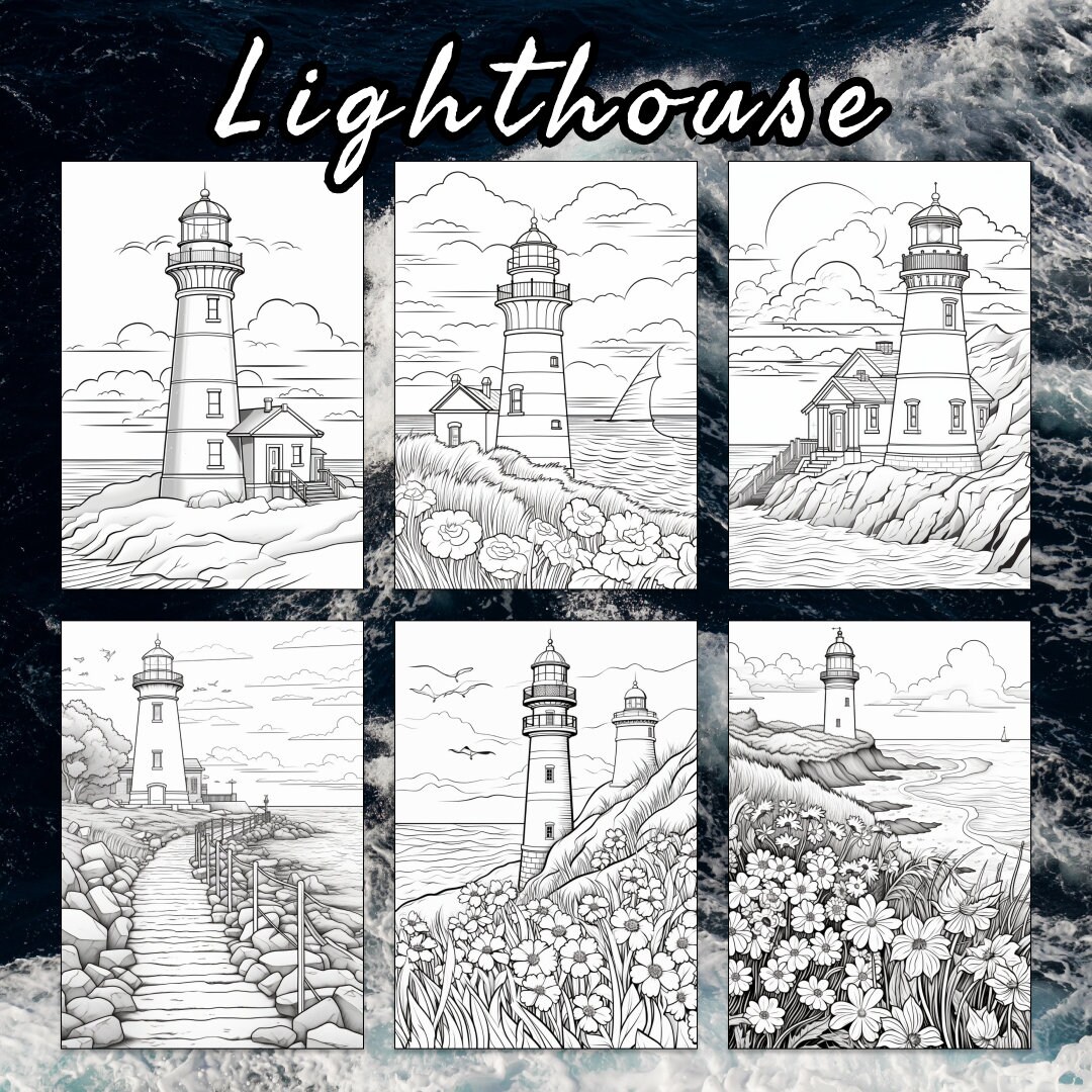 32 Lighthouse Coloring Page, Ocean Coloring Book, Waves Coloring Book ...