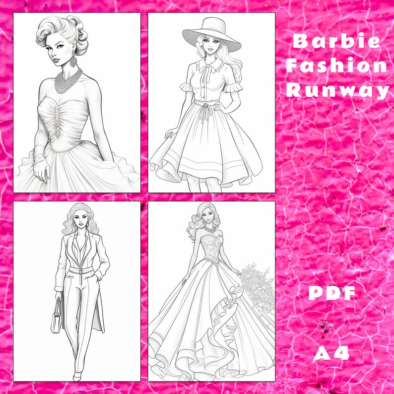 Barbie Fashion Runway Coloring Book, 32 Page Fashion Activity ...