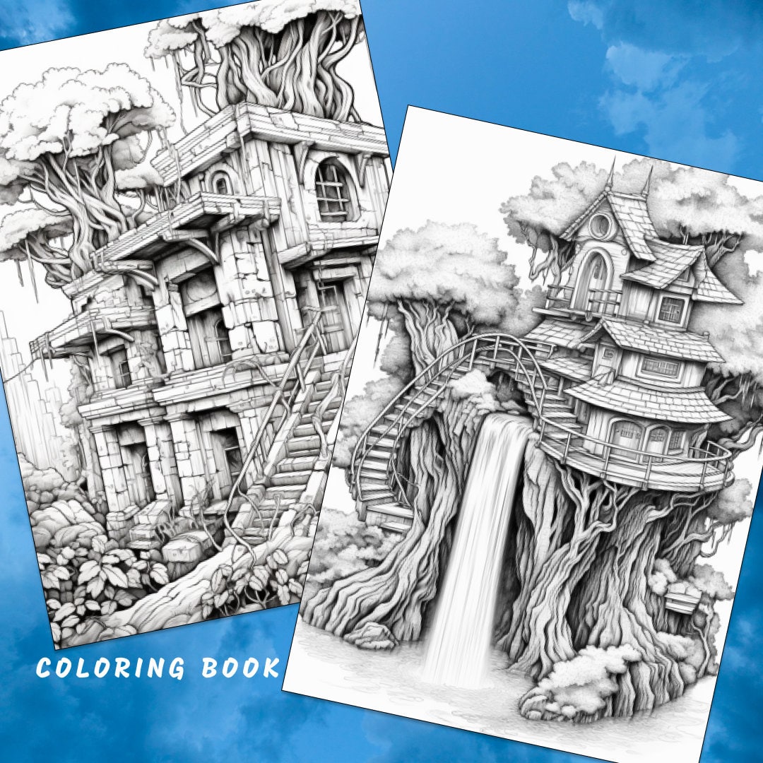30 Treehouse Coloring Page, Tree Coloring, Magic House Coloring Book ...
