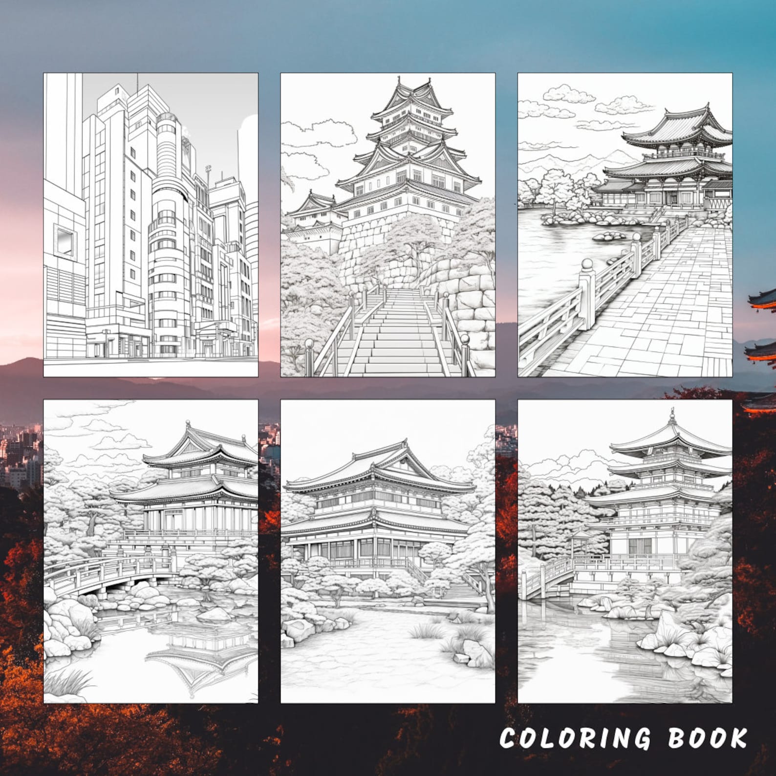 26 Japan Coloring Page, Japan Architecture Coloring, Japanese Scenes ...
