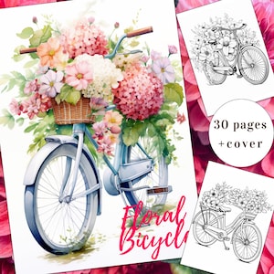 30 Floral Bicycle Coloring Page, Flower Coloring Book, Bicycle Coloring ...