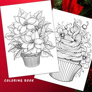 30 Christmas Cupcakes Coloring Page, Christmas Coloring,dessert ...